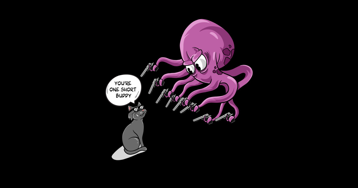Funny cat and octopuss cartoon - Cat And Octopus - Posters and Art ...
