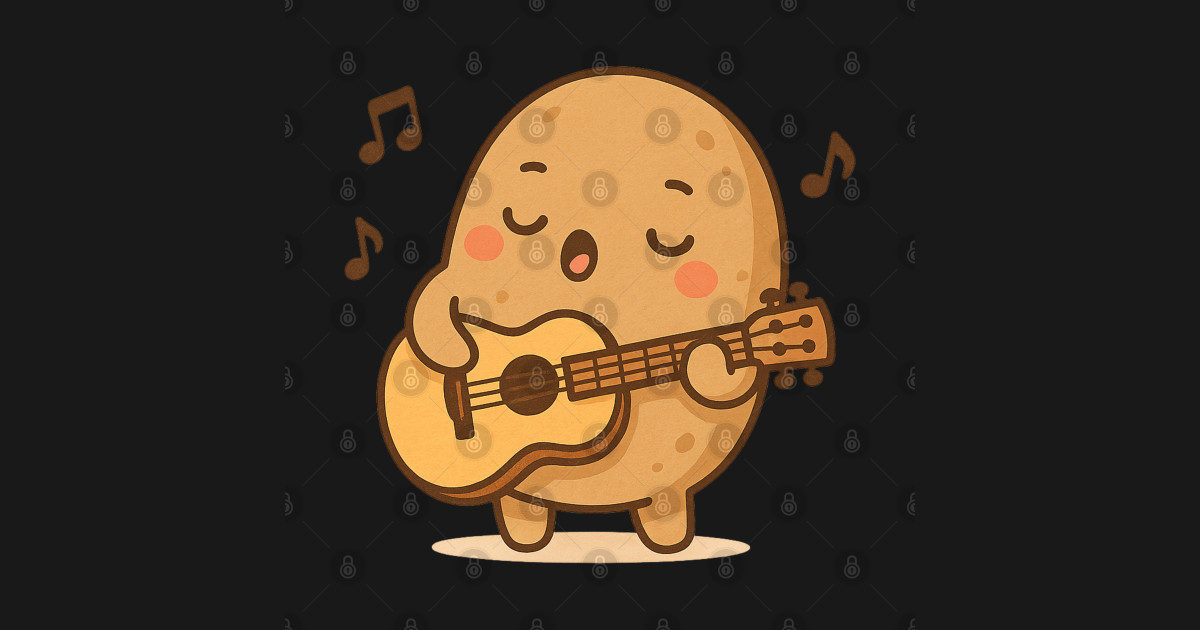 Singing Potato Serenade – Kawaii Acoustic Vibes - Cute Potato - T-Shirt ...