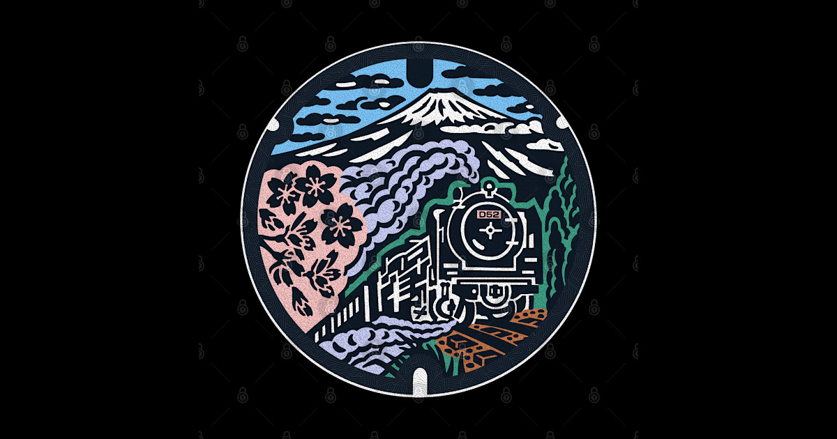 Gotemba Manhole Cover Art - Trains - Sticker | TeePublic