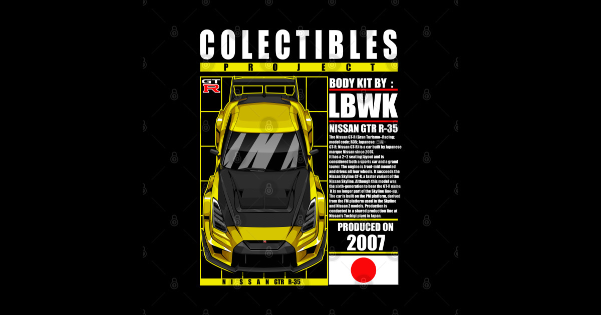 JDM LIBERTYWALK NISSAN GTR R-35 YELLOW - Nissan Gtr R35 - Sticker ...