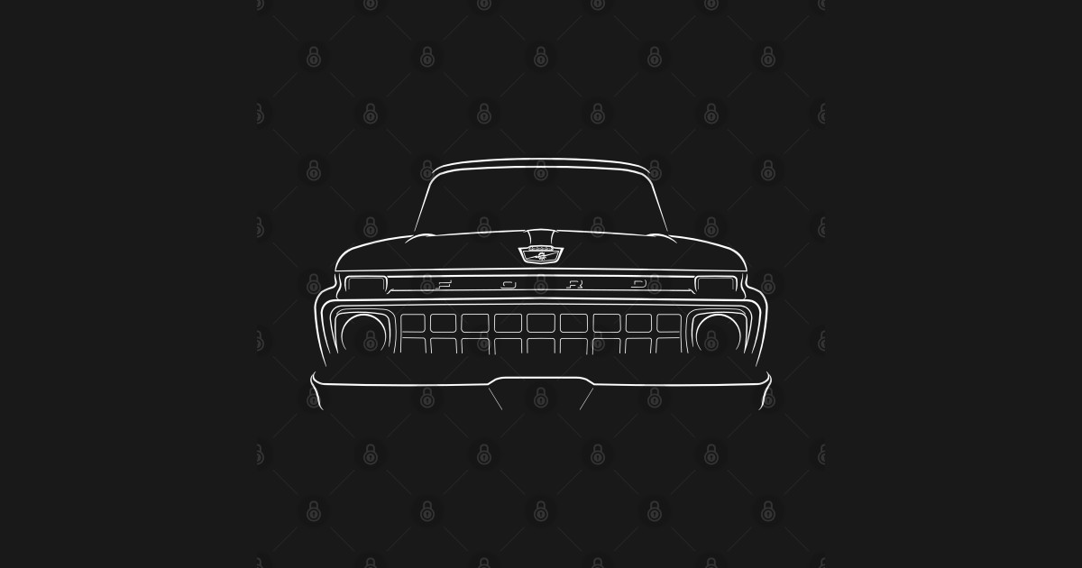 1965 Ford F-100 Pickup - front Stencil, white - F 100 - T-Shirt | TeePublic