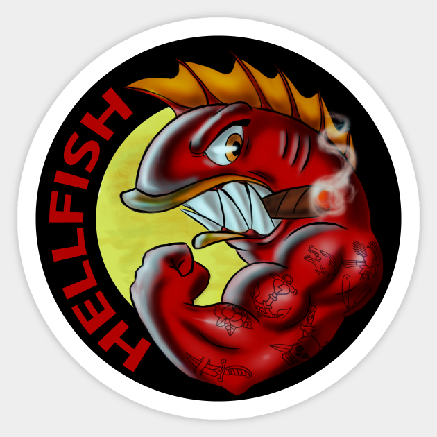 hellfish - Flying Hellfish - Sticker | TeePublic