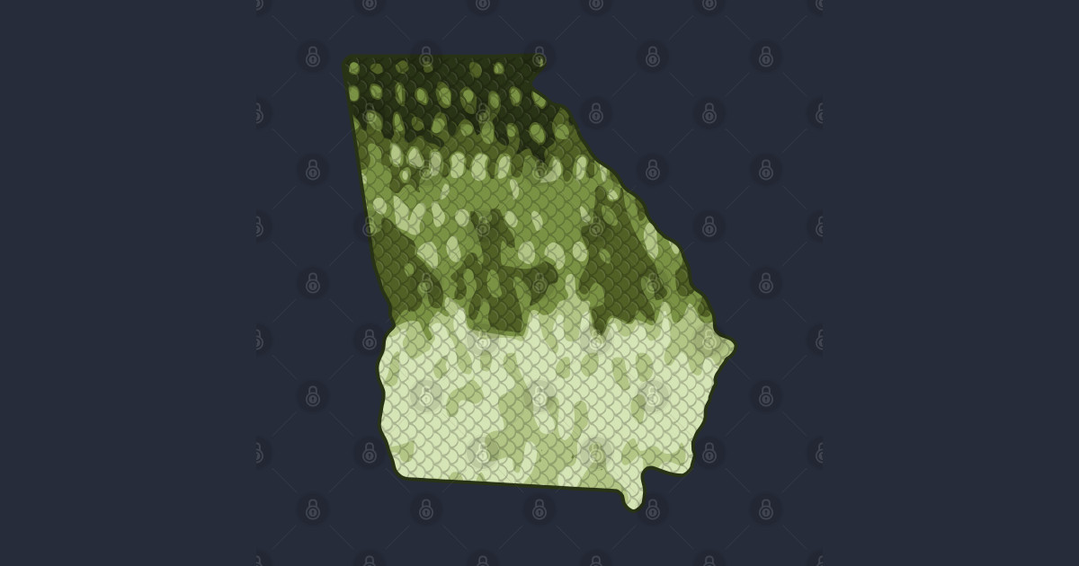 Georgia State Map Bass Fishing Largemouth Bass Color Pattern Fish Art ...