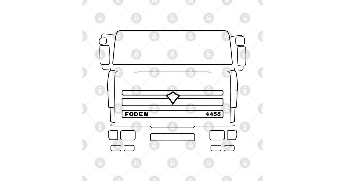 Classic Foden 4455 lorry black outline graphic - Foden - T-Shirt ...