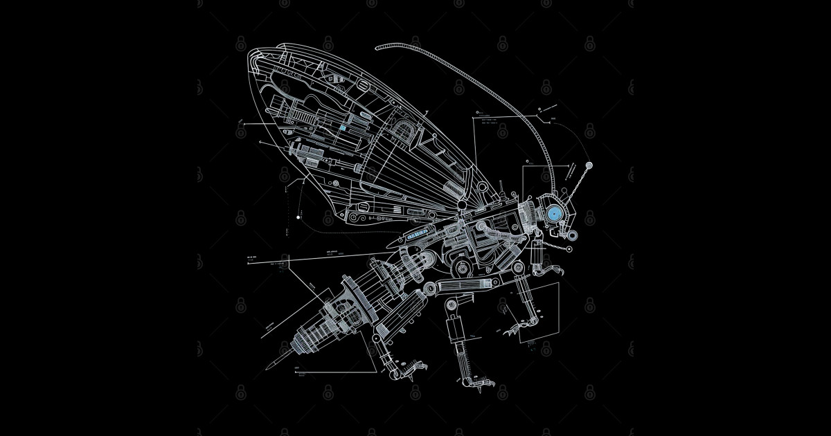 Cybernetic Insect Blueprint - Futuristic Mecha Bug Design - Mecha ...
