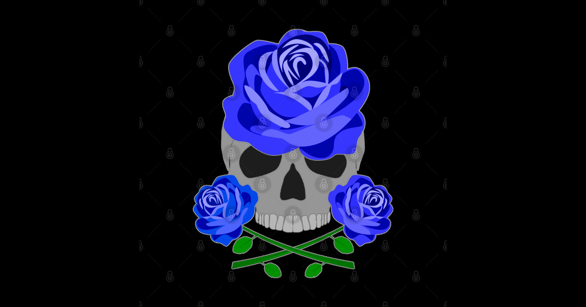 Blue Rose Skull - Skull And Roses - Magnet | TeePublic