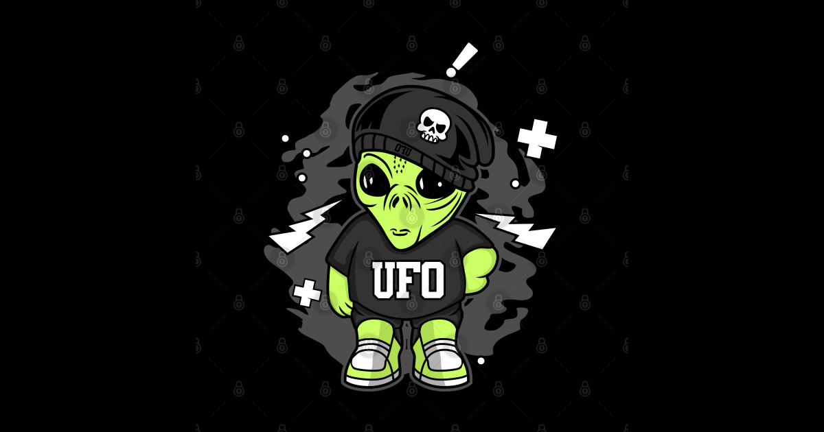RAPER ALIEN UFO CARTOON - Rapper Music - Sticker | TeePublic