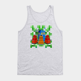 8bit Robot Droid Dalek With Blue Phone box - Dalek - T-Shirt | TeePublic