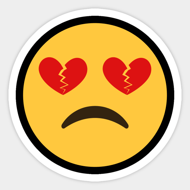 Heart Broke Smiley - Quotes - Sticker | TeePublic