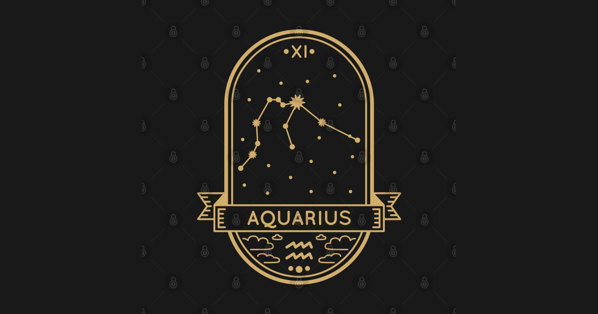 Aquarius Gold Sigil - Aquarius - T-Shirt | TeePublic