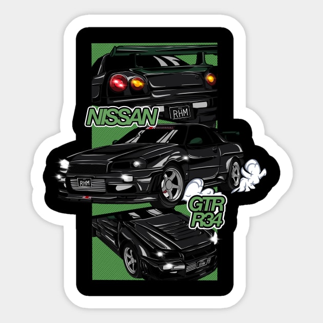 Nissan GTR R34 - Car - Sticker | TeePublic