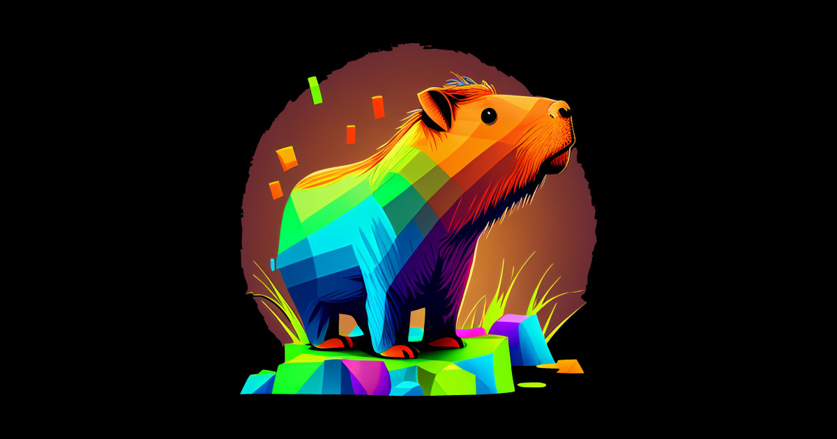 Colourful capybara - Capybaras - Sticker | TeePublic