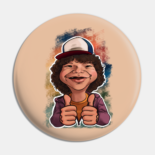 Dustin thumbs up caricature - Dustin - Pin | TeePublic