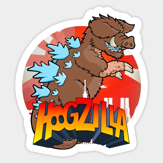 Gutter Pigs Hogzilla - Godzilla - Sticker | TeePublic