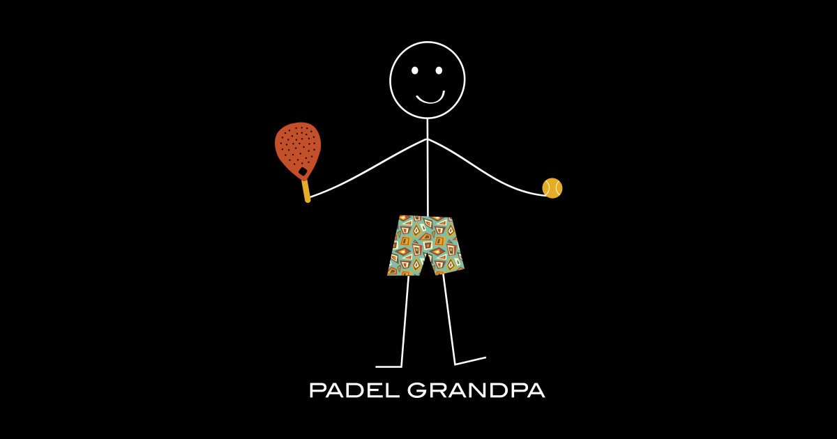 Funny Padel Grandpa Stick Illustration - Padel - Sticker | TeePublic