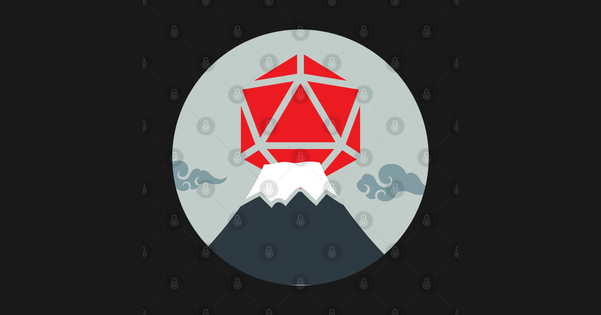 Mount Fuji D20 Dice Sun RPG Landscape - Dungeons And Dragon - T-Shirt ...