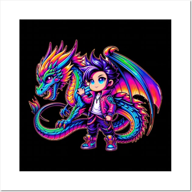 Chibi Boy Drago 80s Airbrush Neon Retro Anime Kawaii - Chibi Dragon ...