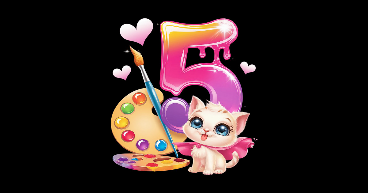 Kids 5th Birthday, Girl 5 Years, Painting Art, Number 5 - Kids 5th ...
