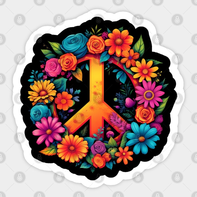 Peace Symbol Retro Design Peace Sign - 70s Themed Clothing - Sticker ...