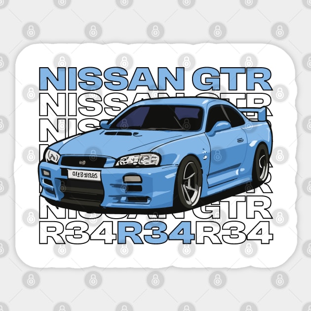 Nissan GTR R34, Skyline GTR R34 - Nissan Gtr R34 - Sticker | TeePublic