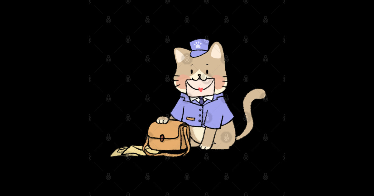 Mailman cat with love letter - Mailman - Sticker | TeePublic