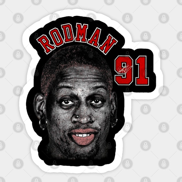 Dennis Rodman Bulls 91 Vintage - Dennis Rodman - Sticker | TeePublic