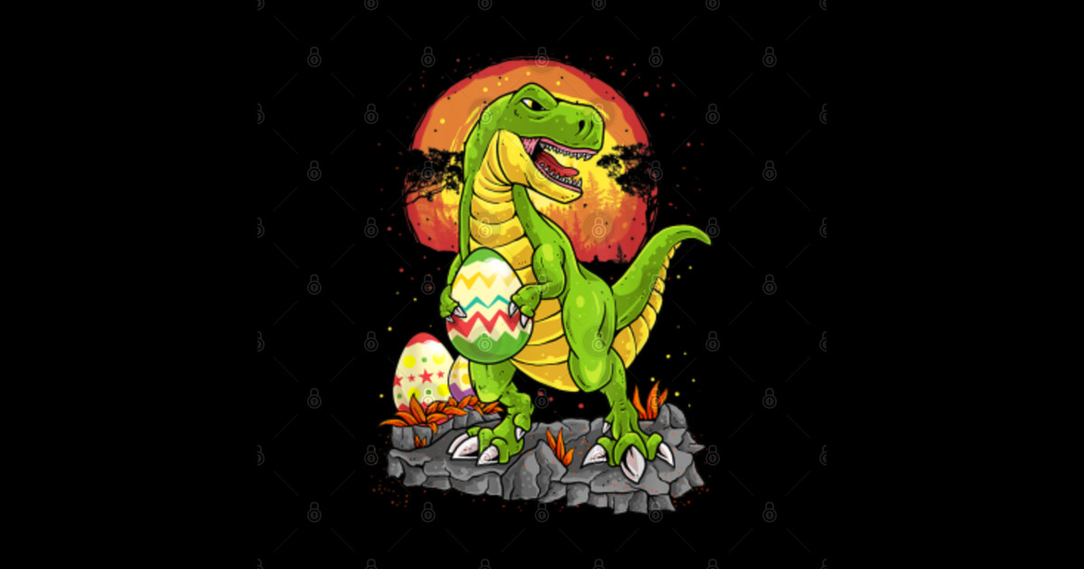 T Rex Dinosaur Dino Easter Egg Happy East Rawr - T Rex Easter - Posters ...