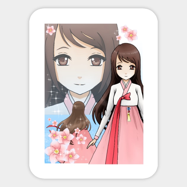 Hanbok Girl Art Cover - Hanbok - Sticker | TeePublic