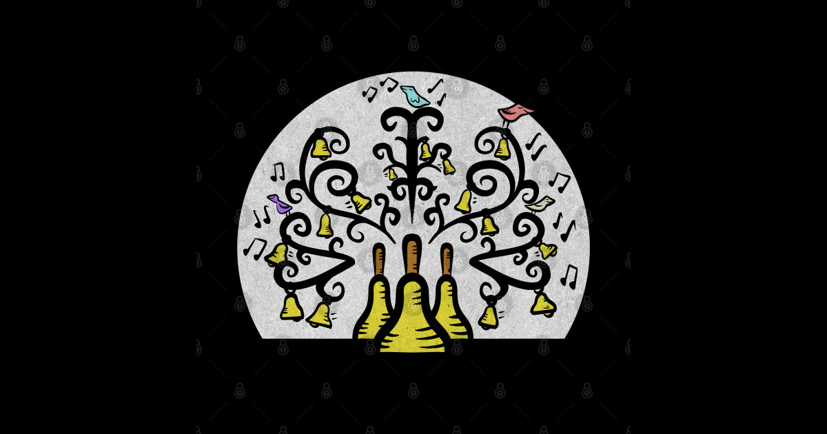 Three Handbells Tree Of Music white textured pattern - Tree Of Life ...
