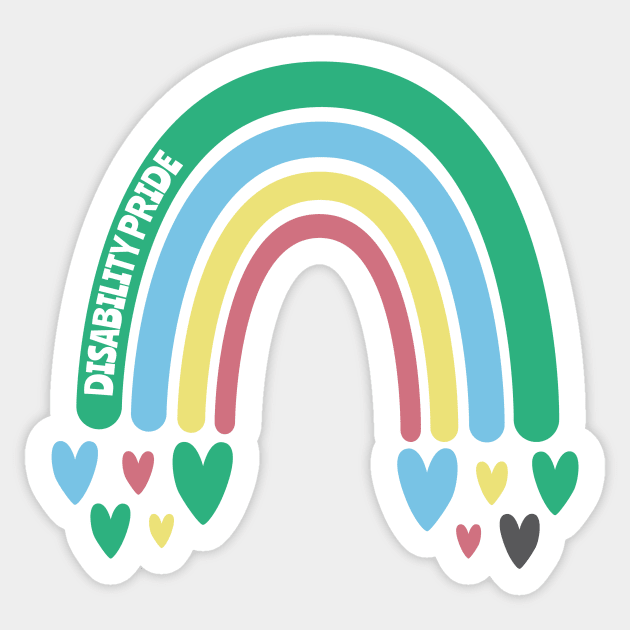 Disability Pride Awareness Rainbow with hearts - Team Tsunami - Sticker ...