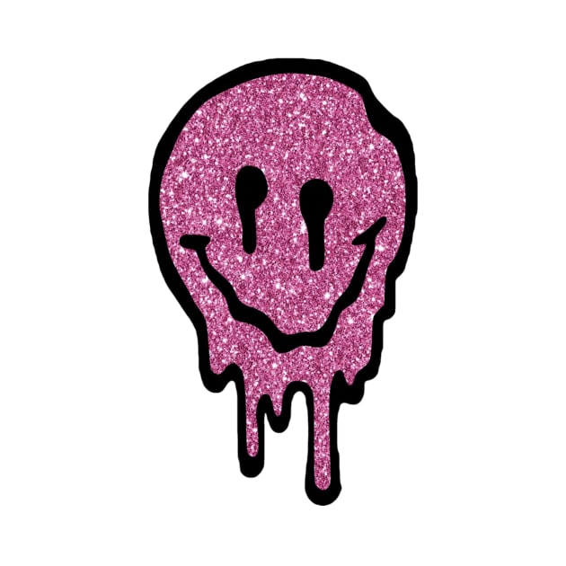 Pink Glitter Drippy Smiley Face - Shaka - Pin | TeePublic