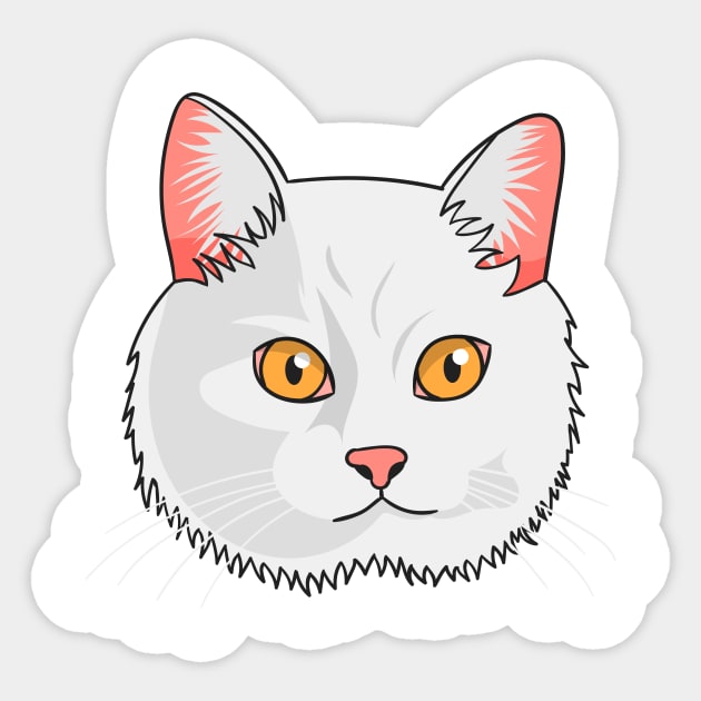 Cute White Cat - Cat - Sticker | TeePublic