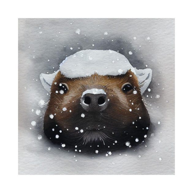 Capybara in Snow - Snowing - T-Shirt | TeePublic