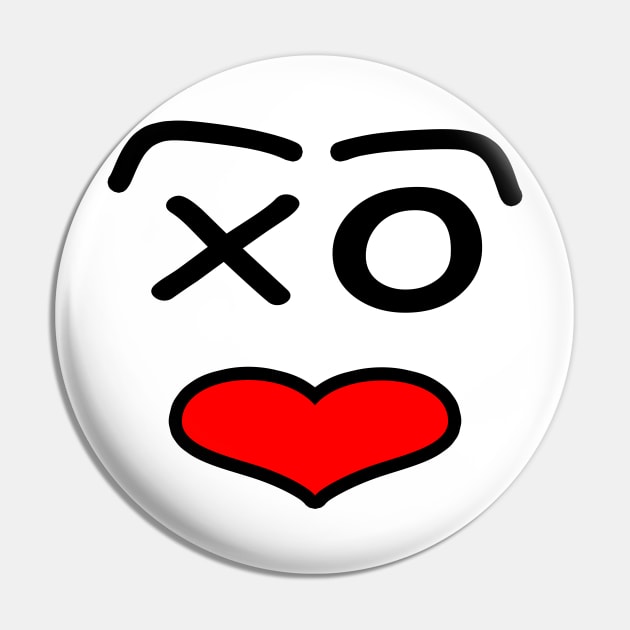 Funny love face - black and red. - Funny Love Face - Pin | TeePublic