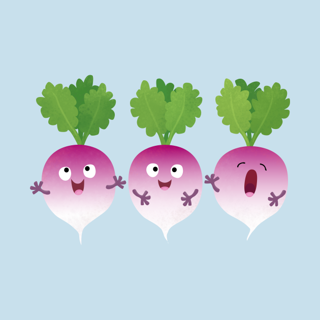 Cute turnip vegetable trio singing cartoon - Turnip - T-Shirt | TeePublic