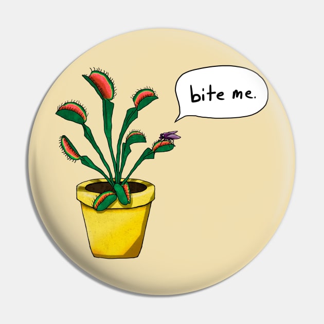 Bite Me Venus Flytrap - Yellow - Bite Me - Pin | TeePublic