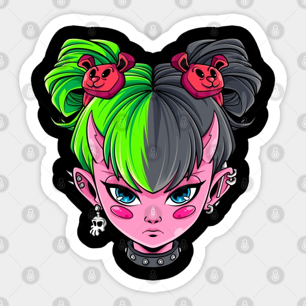 cute metal girl - Metalhead - Sticker | TeePublic
