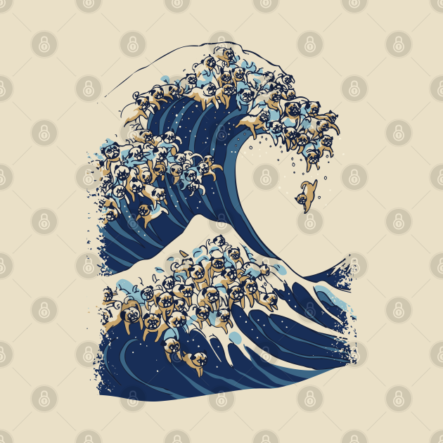The Great Wave of Pug - Pugs - T-Shirt | TeePublic