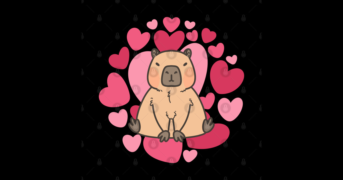 Capybara Loves with Lot of Hearts - Capybara Lovers - Sticker | TeePublic
