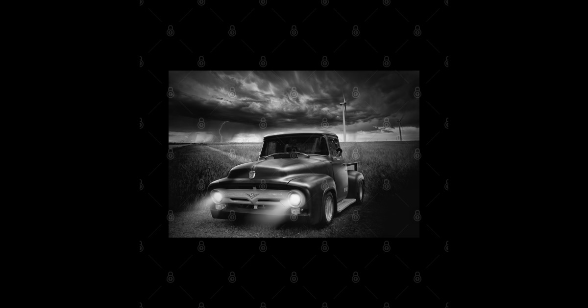 1956 Ford F-100 - black white - Ford Pickup - Sticker | TeePublic