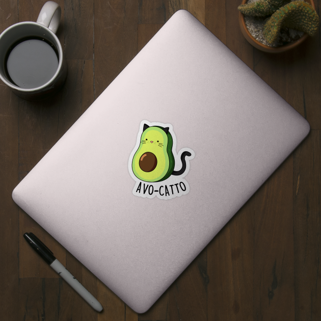 Avo-Catto Cute Funny Avocado Cat Pun - Avocado Pun - Sticker | TeePublic