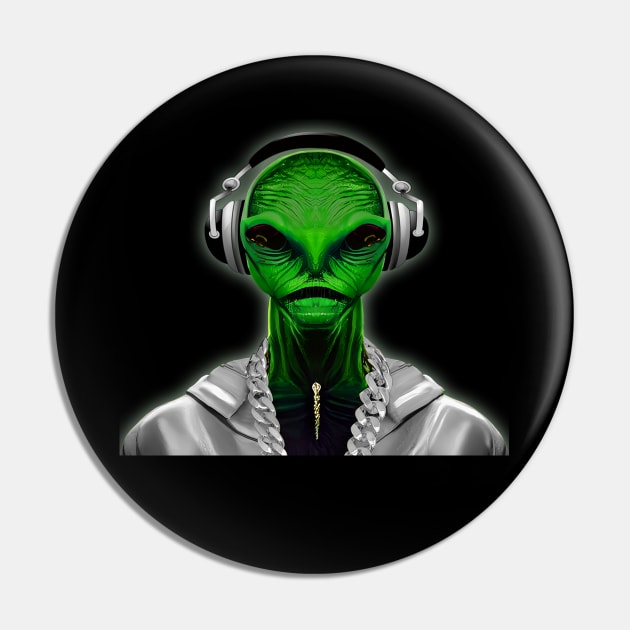 Hip hop Alien - Humanized - Music - Pin | TeePublic