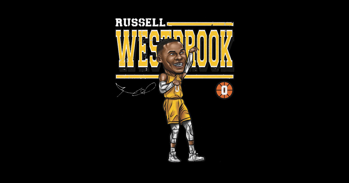 russell westbrook cartoon - Basketball Player - Sticker | TeePublic