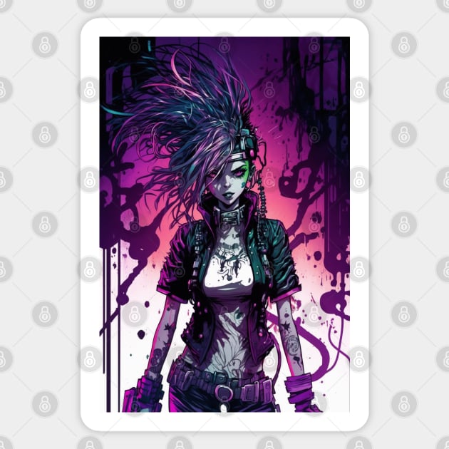 Cyberpunk Goth Girl - Cyberpunk Anime - Sticker | TeePublic