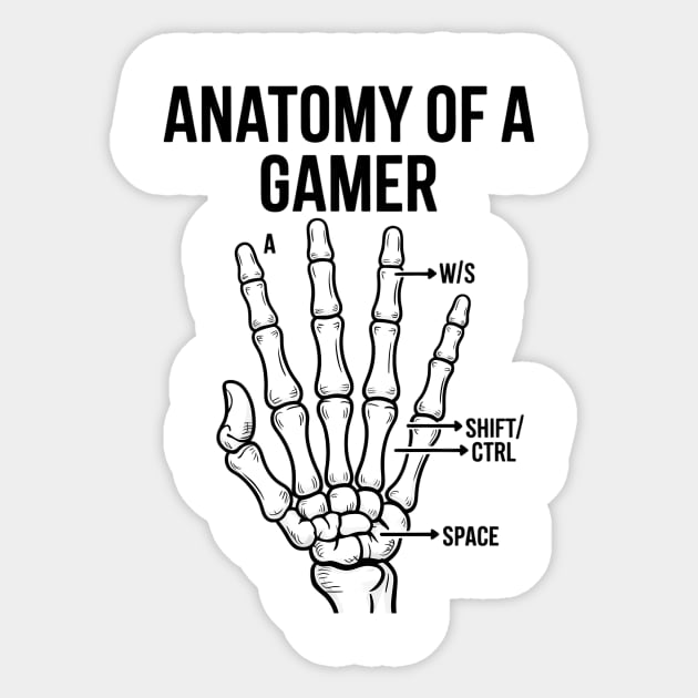 Anatomy Of A Gamer - Anatomy Of A Gamer - Sticker | TeePublic