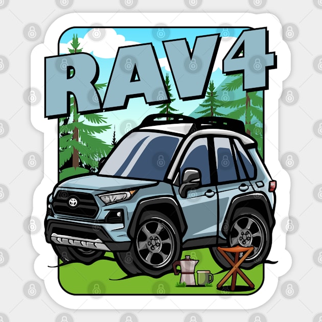 RAV4 Camping Cartoon - Toyota Rav4 - Sticker | TeePublic