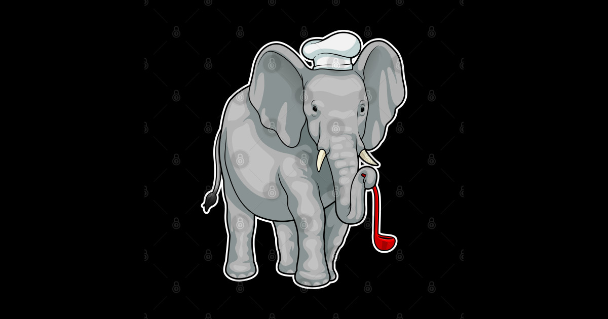 Elephant Cook Chef hat - Elephants - Sticker | TeePublic