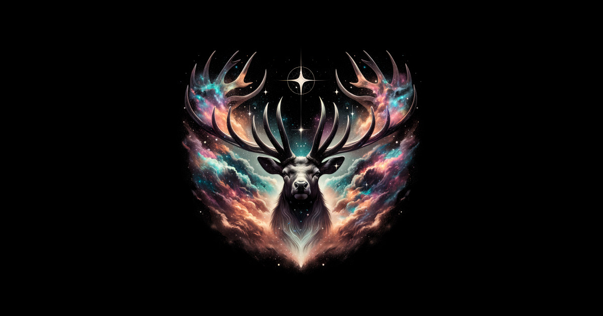 Cosmic Antlers - Starry Night - Christmas Reindeer - Sticker | TeePublic