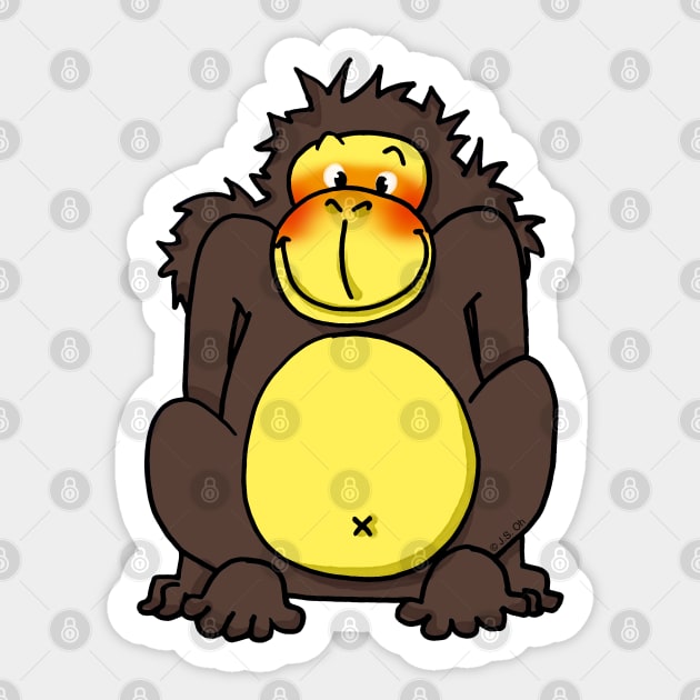 funny chimp cartoon - Chimpanzee - Sticker | TeePublic