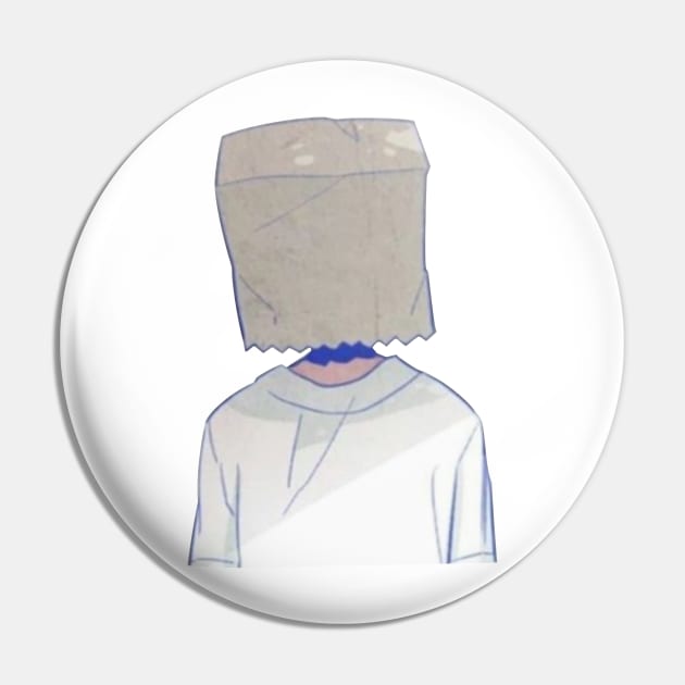 Bag head - BAGMAN- Digital pencil drawing - Colour - Head - Pin | TeePublic